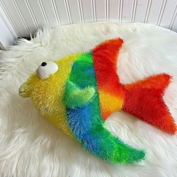 Source Unknown | Toys | Multicolor Fluffy Fish Orange Green Yellow ...